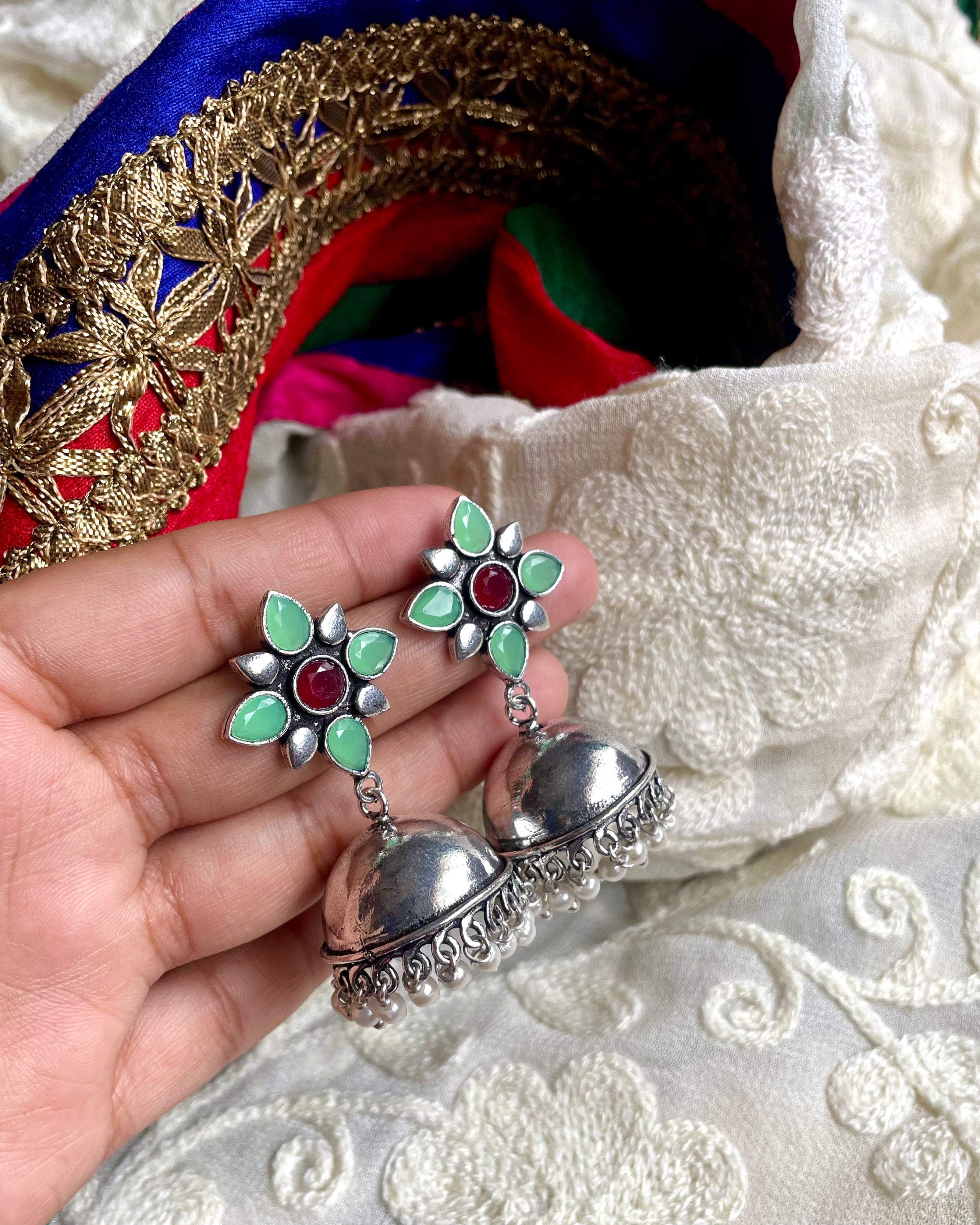 Sumukhi - Multicolour Stone Jhumkas – houseofpallikkara